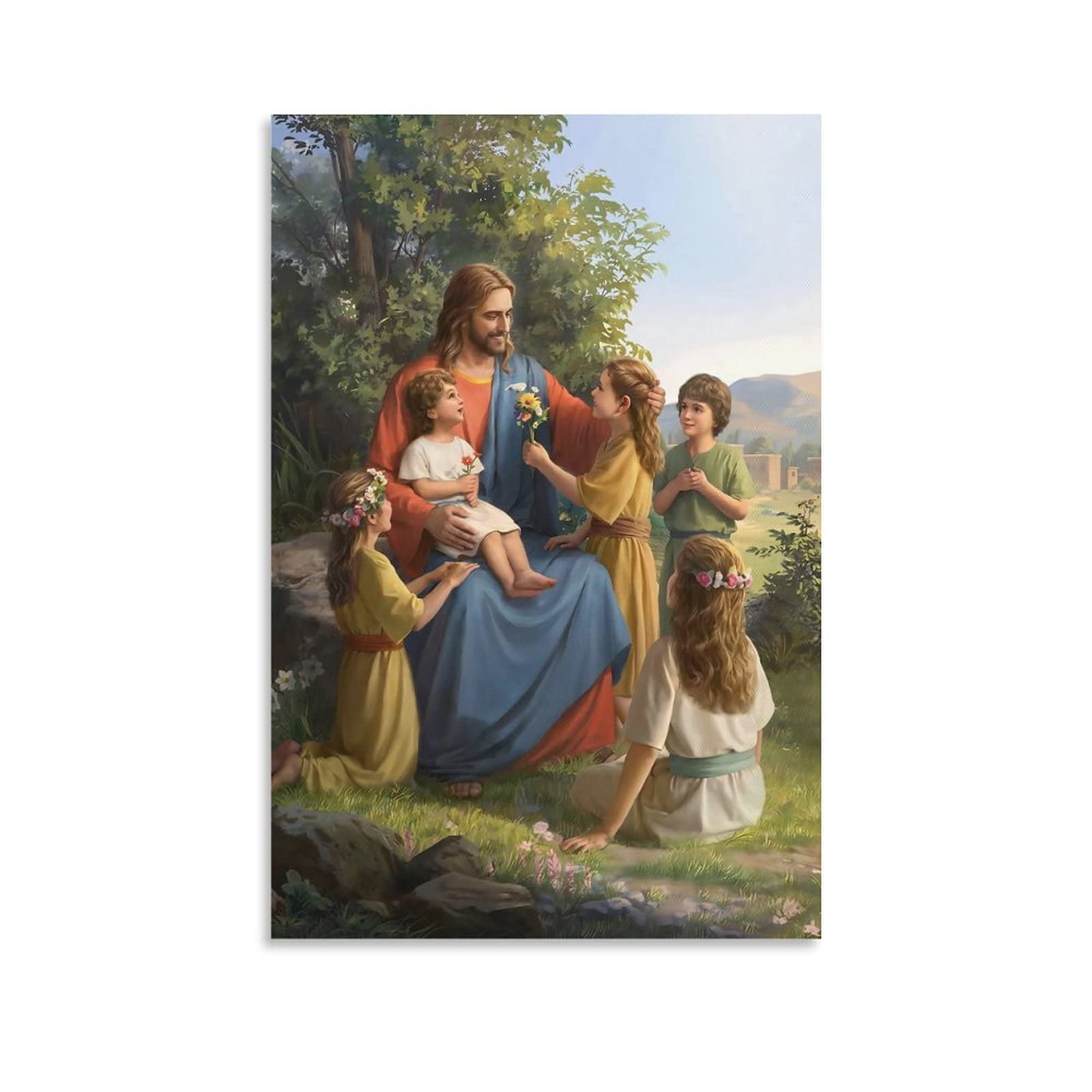 Amazon.com: BNE Christ Jesus - Jesus And The Children Poster Decorative ...