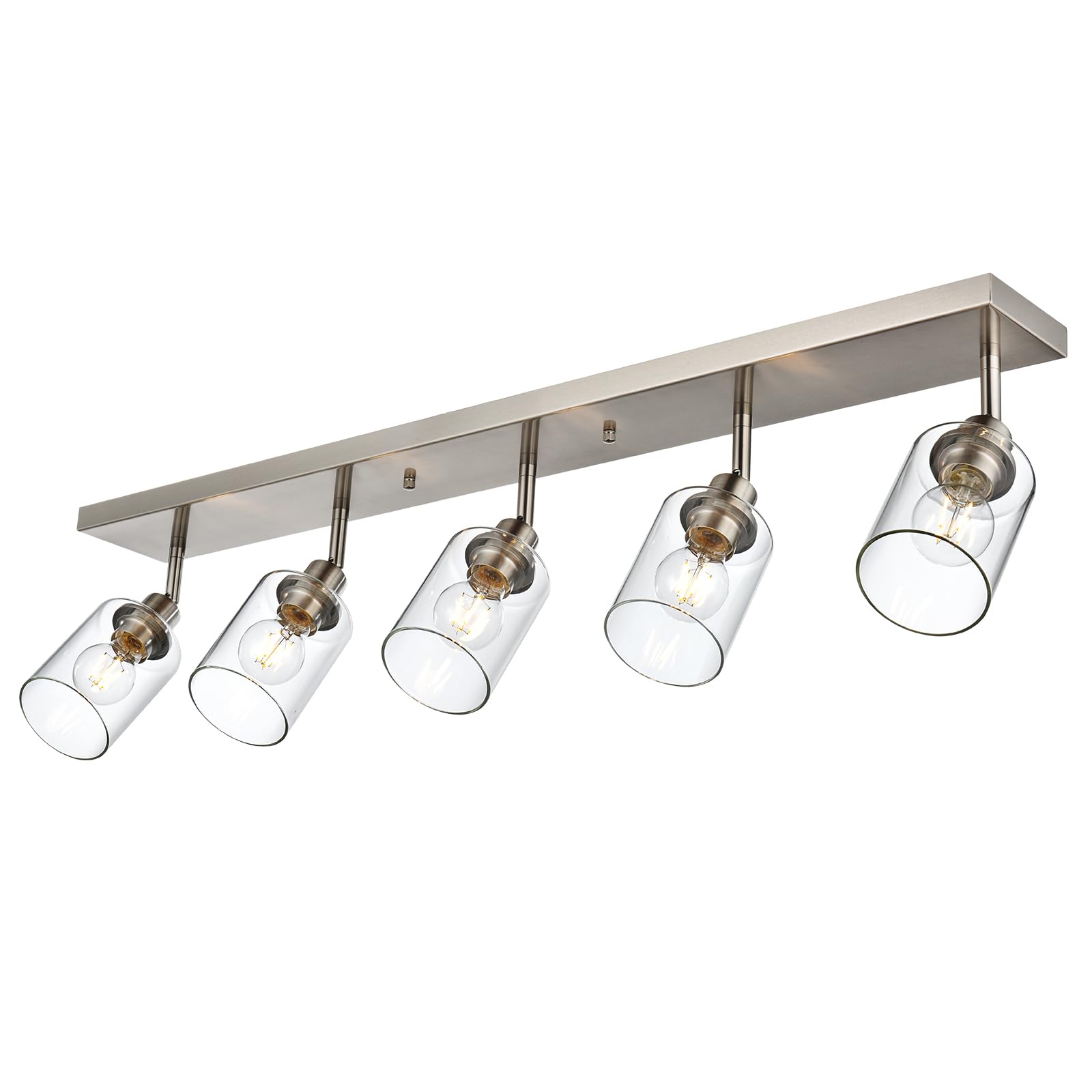 VINLUZ 5 Light Indoor Vanity Lights with Clear Glass Shade,Black ...