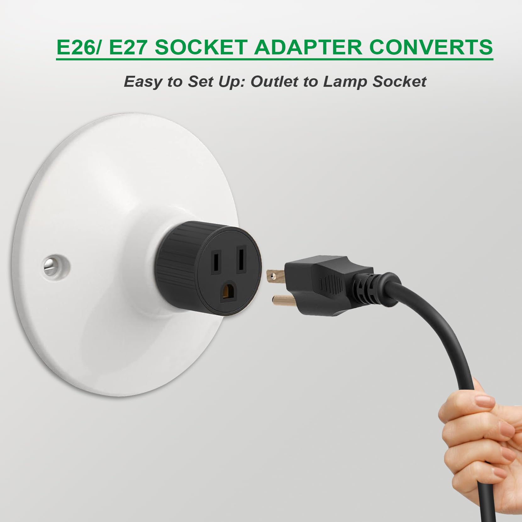 Snapklik.com : 2 Packs E26/E27 3 Prong Light Bulb Socket Outlet Black ...