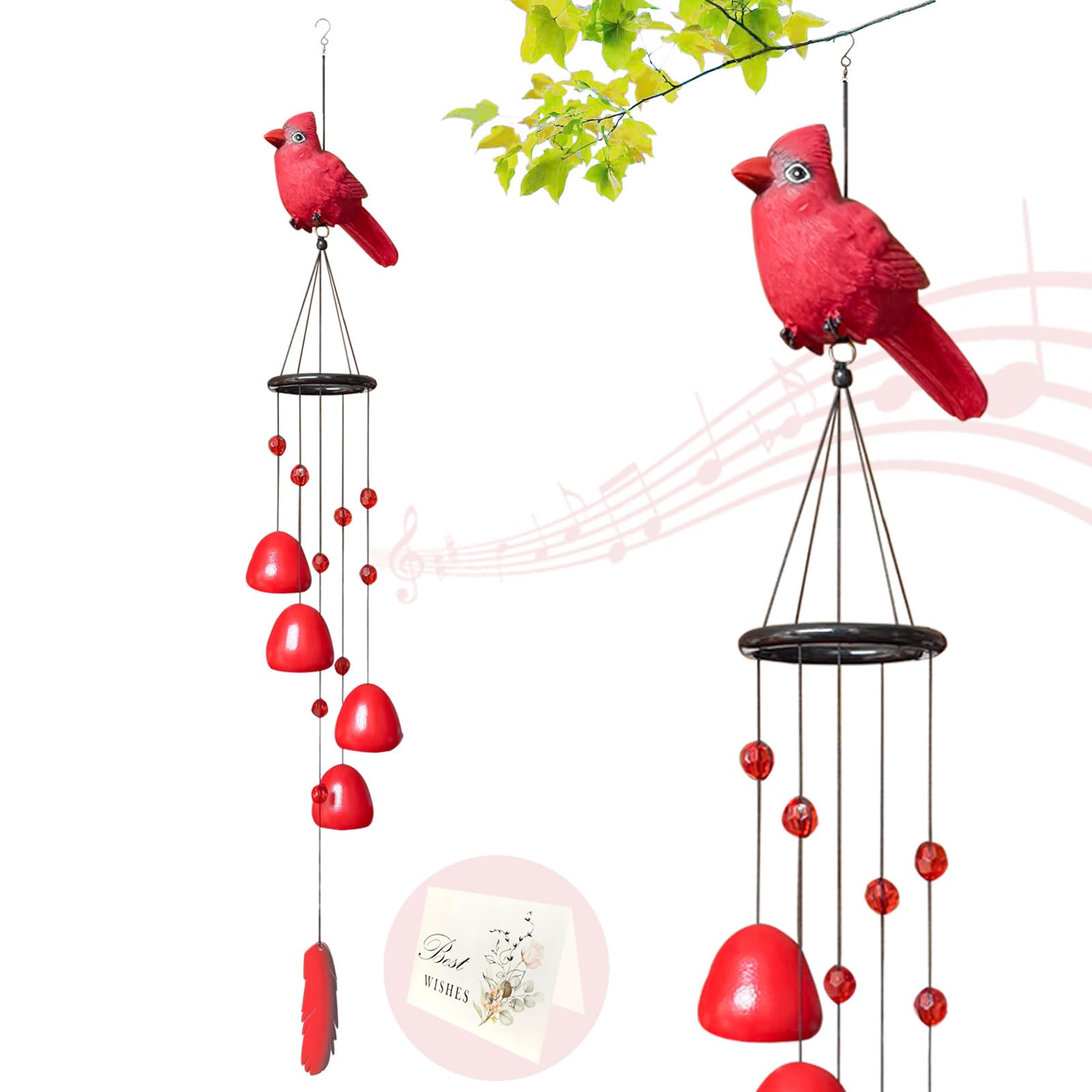 Amazon.com : Kewfut Cardinal Wind Chimes for Outside, Red Bird Wind ...