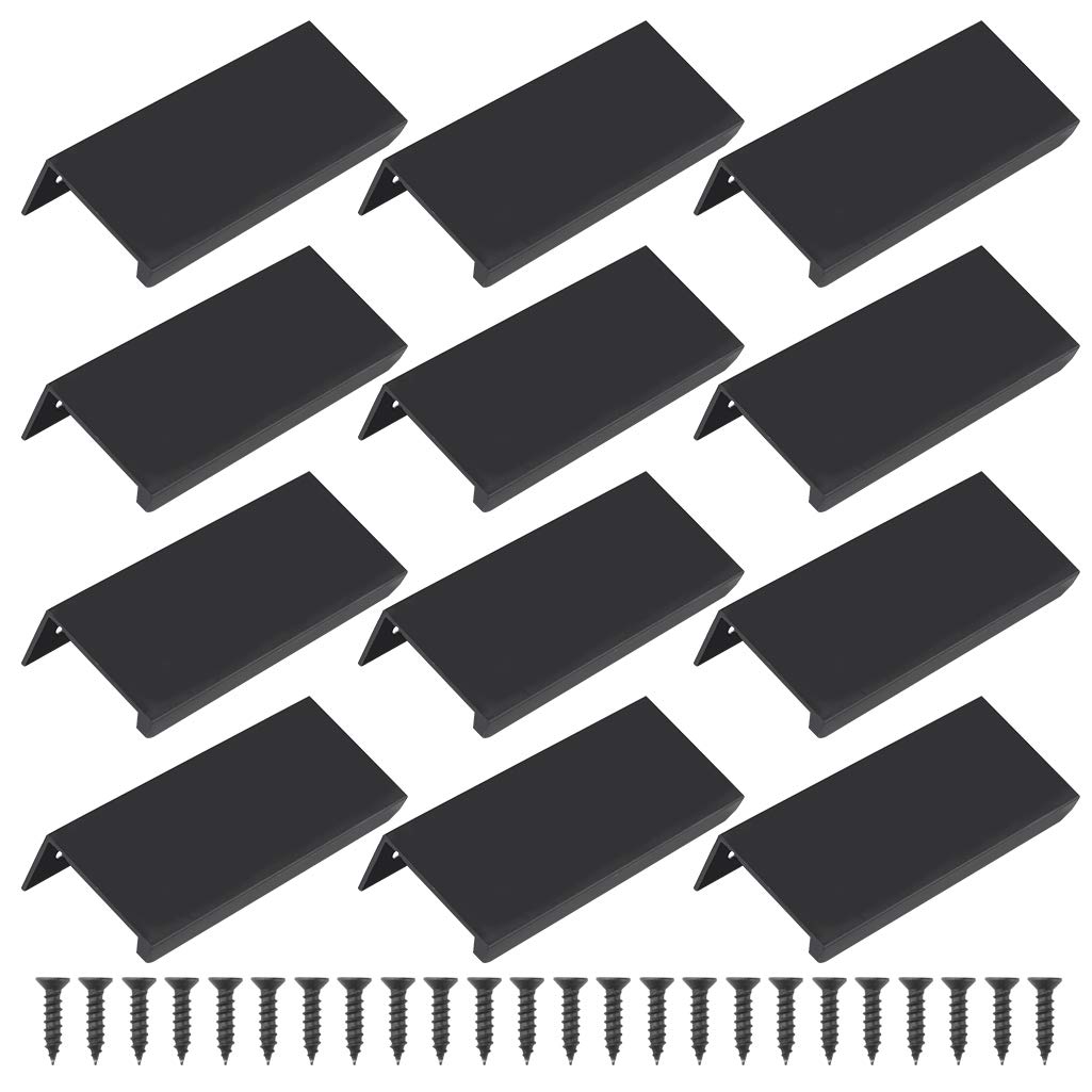 Snapklik.com : 12pcs Black Mount Finger Edge Pull Handles, 80mm/3.15 ...