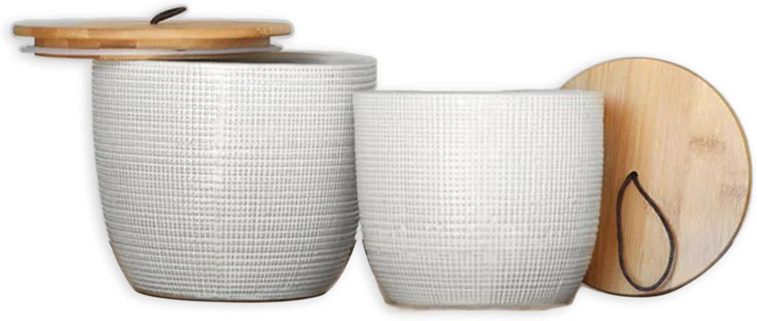 Amazon.com: 100 North Textured Body Food Storage Jars with Wood Lid ...