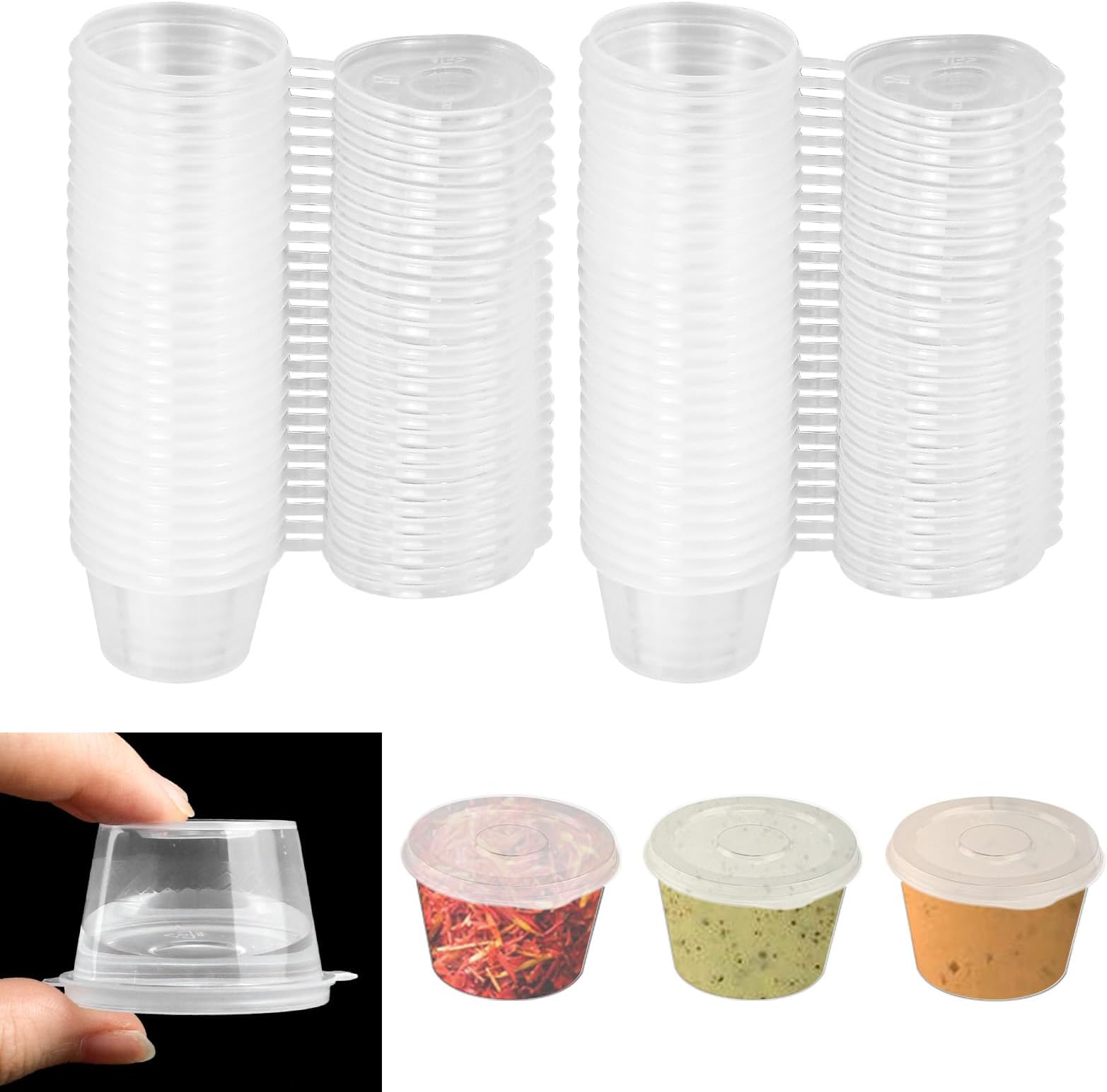 Jogoico Lot de 50 Contenants en Plastique avec Couvercles, 5OZ Pots à ...