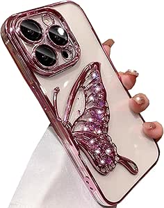 Amazon.com: Changjia for iPhone 15 Pro Max Glitter 3D Butterfly Case, Cute Luxury Bling Sparkle ...