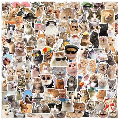 Amazon.com: YURWL 124 PCS Cute Cat Stickers, Funny Meme Vinyl ...