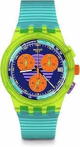 Amazon.com: Swatch Casual Watch Multicolor Quartz Plastic NEON Wave ...
