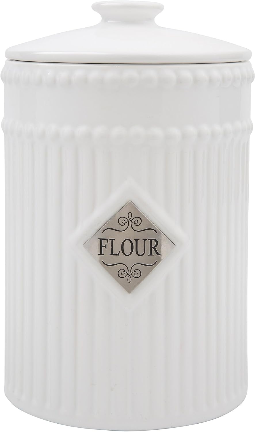 Amazon.com: Home Essentials 72 Oz Round Canister With Metal Flour ...