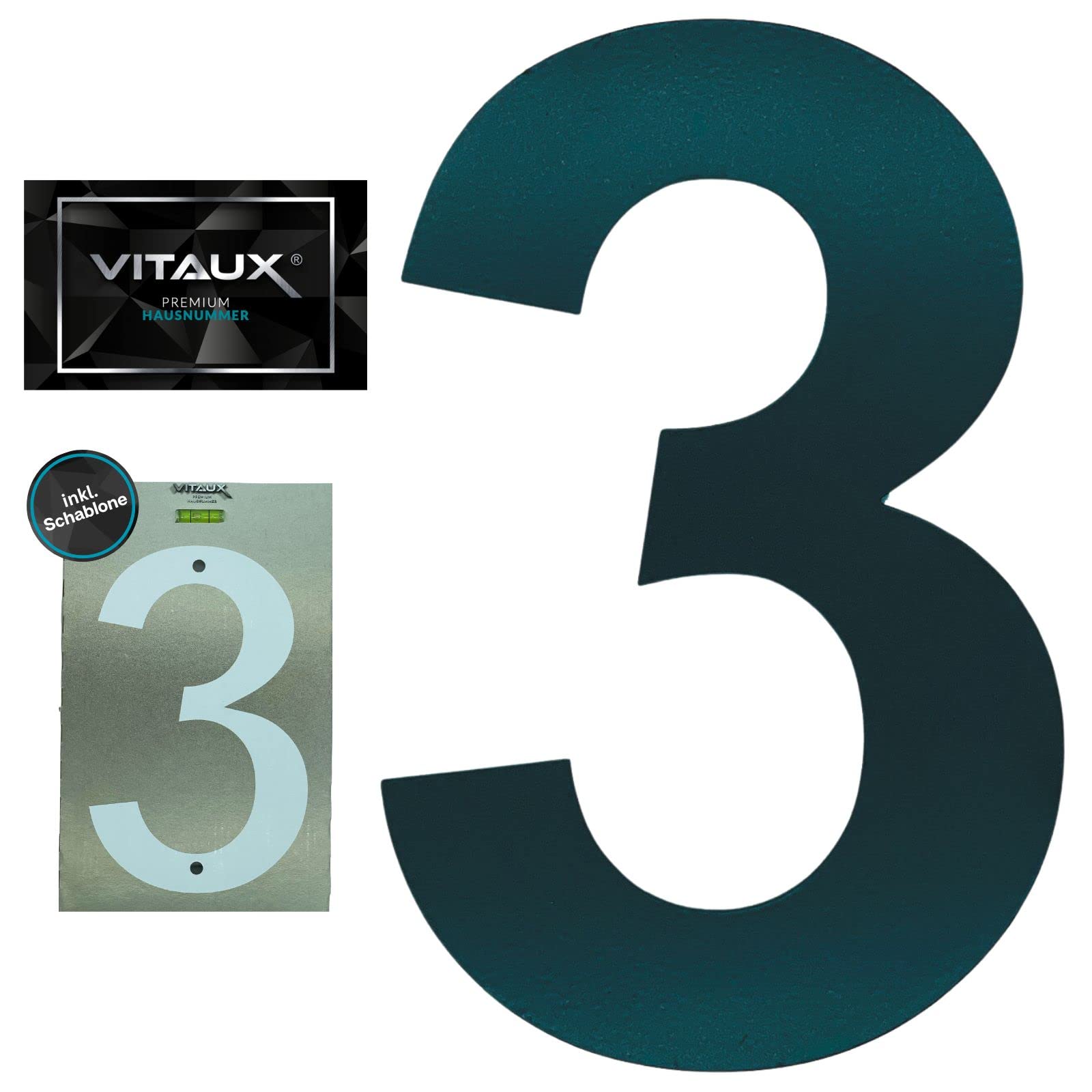 VITAUX House Number Anthracite [H = 20 cm] RAL 7016 Including Template ...