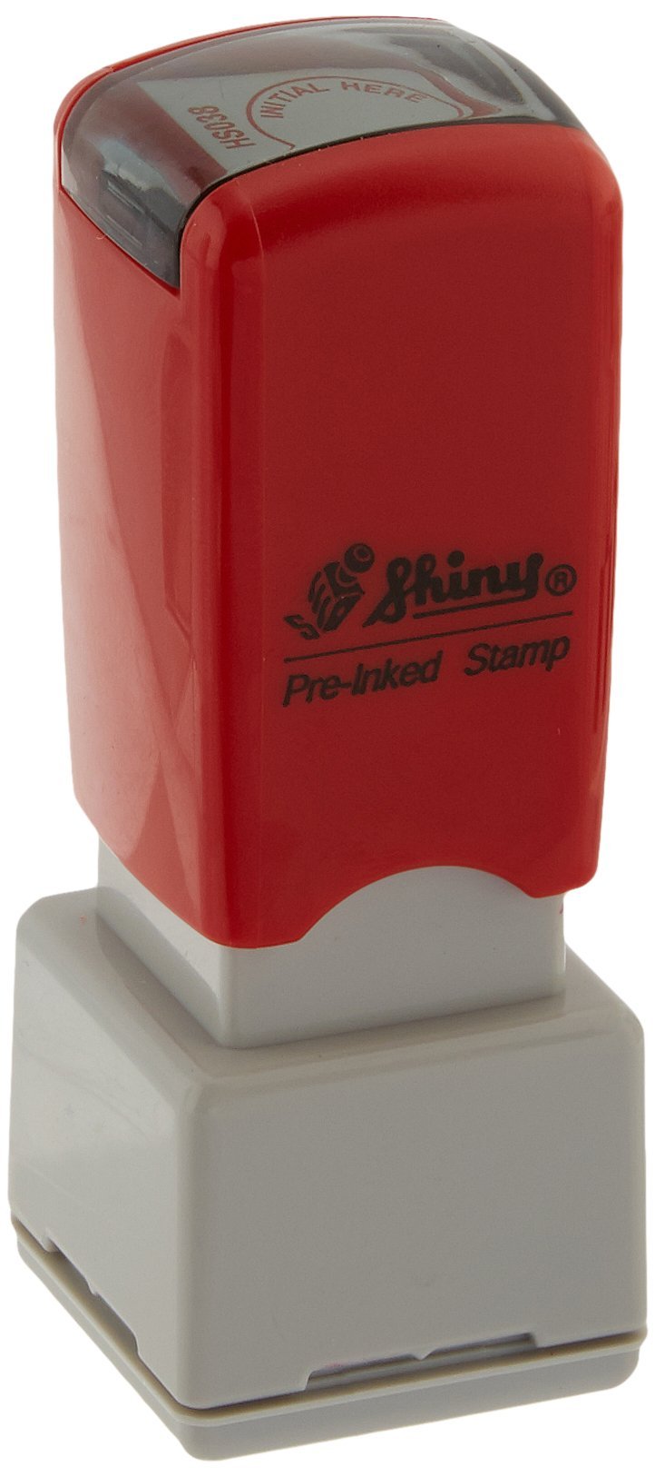 Snapklik.com : Shiny "Initial Here" Round Stock Stamp, Red
