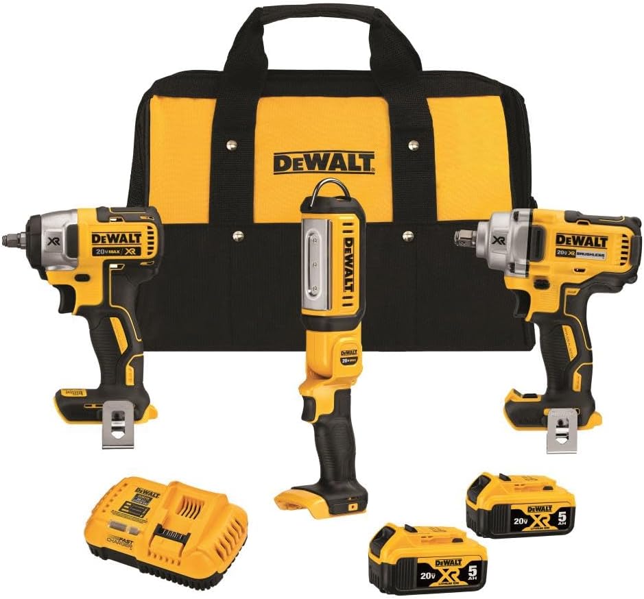 DEWALT 20V MAX Impact Wrench, Cordless 2-Tool Combo Kit, 1/2-Inch Mid ...