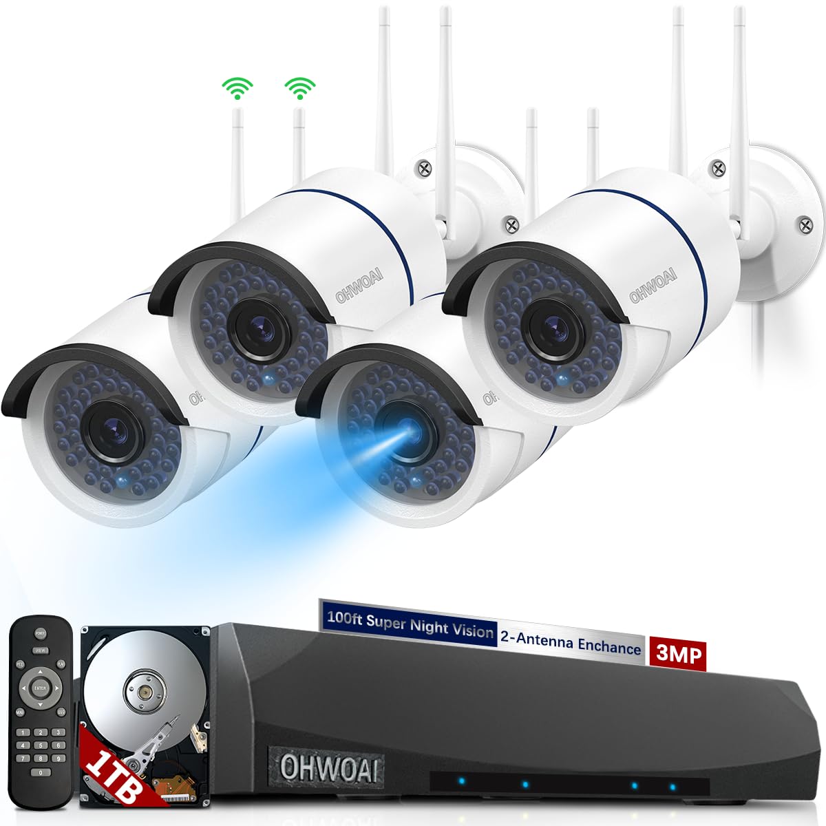 Buy 《100 𝙁𝙚𝙚𝙩 𝙉𝙞𝙜𝙝𝙩 𝙑𝙞𝙨𝙞𝙤𝙣&𝘿𝙪𝙖𝙡 𝘼𝙣𝙩𝙚𝙣𝙣𝙖𝙨》3MP Wireless Outdoor Security ...