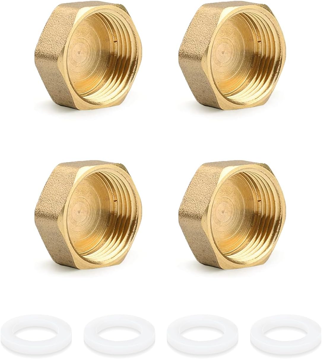 4 stuks messing doppen, 1/2 inch binnendraad, slangdoppen, zeskant ...