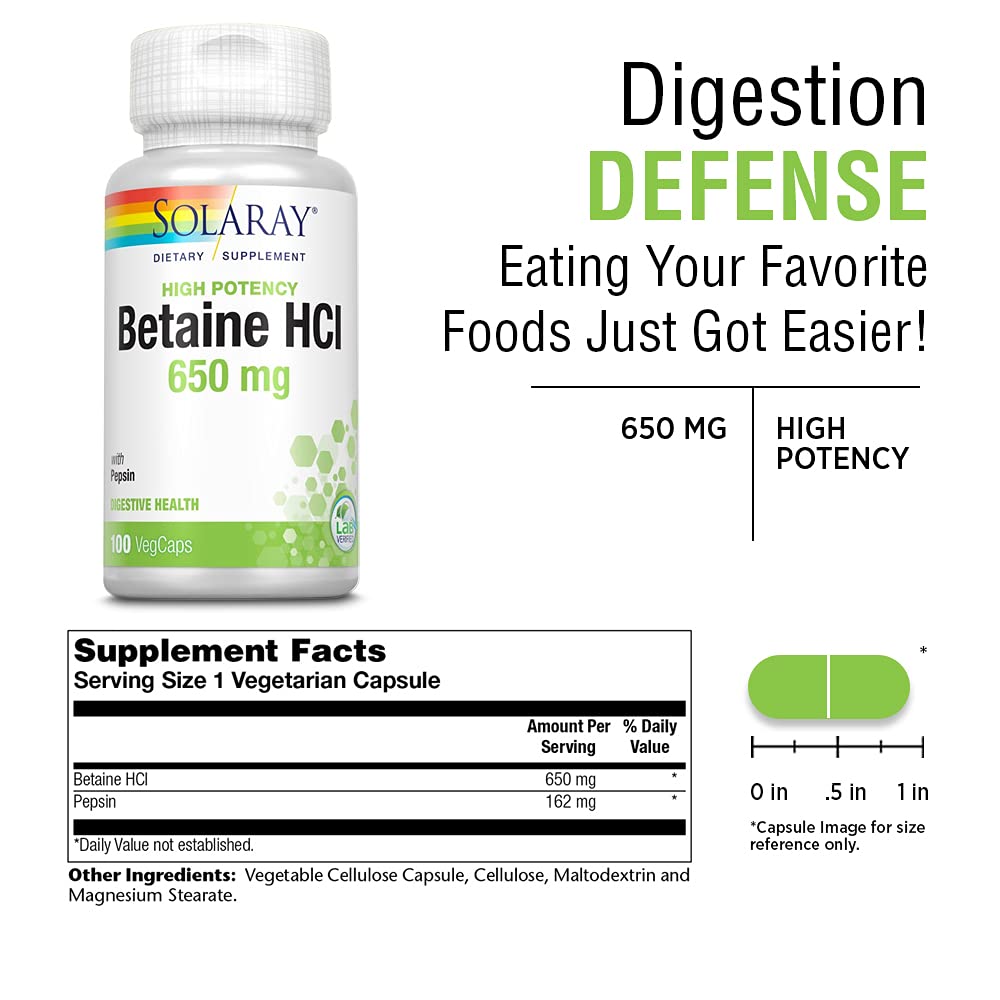 Solaray Betaína HCL con pepsi...B003YMCALI | Encarguelo.com