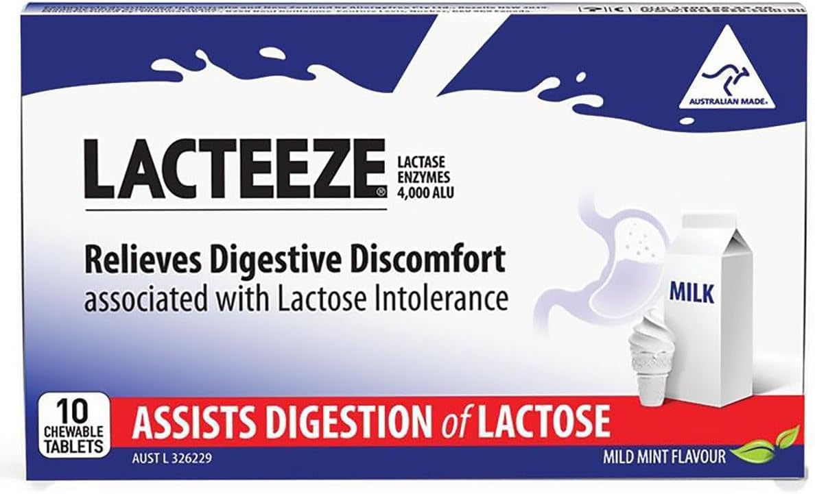 Lacteeze Lactase Enzymes 4,000 ALU - 10 Chewable Tablets : Amazon.com ...