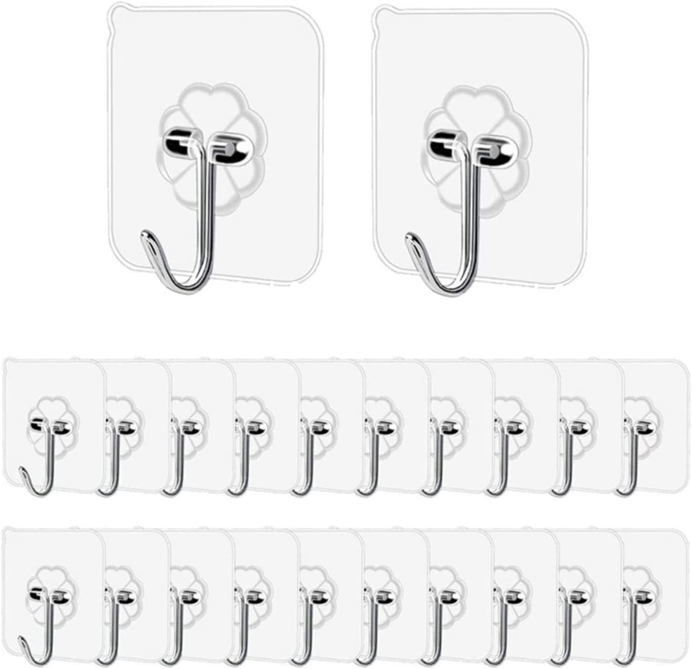 15Pcs Adhesive Hooks for Hanging, Clear Self Adhesive Hooks Plastic ...