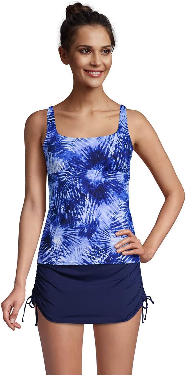 Amazon.com: Lands' End Womens Chlorine Resistant Square Neck Tankini ...