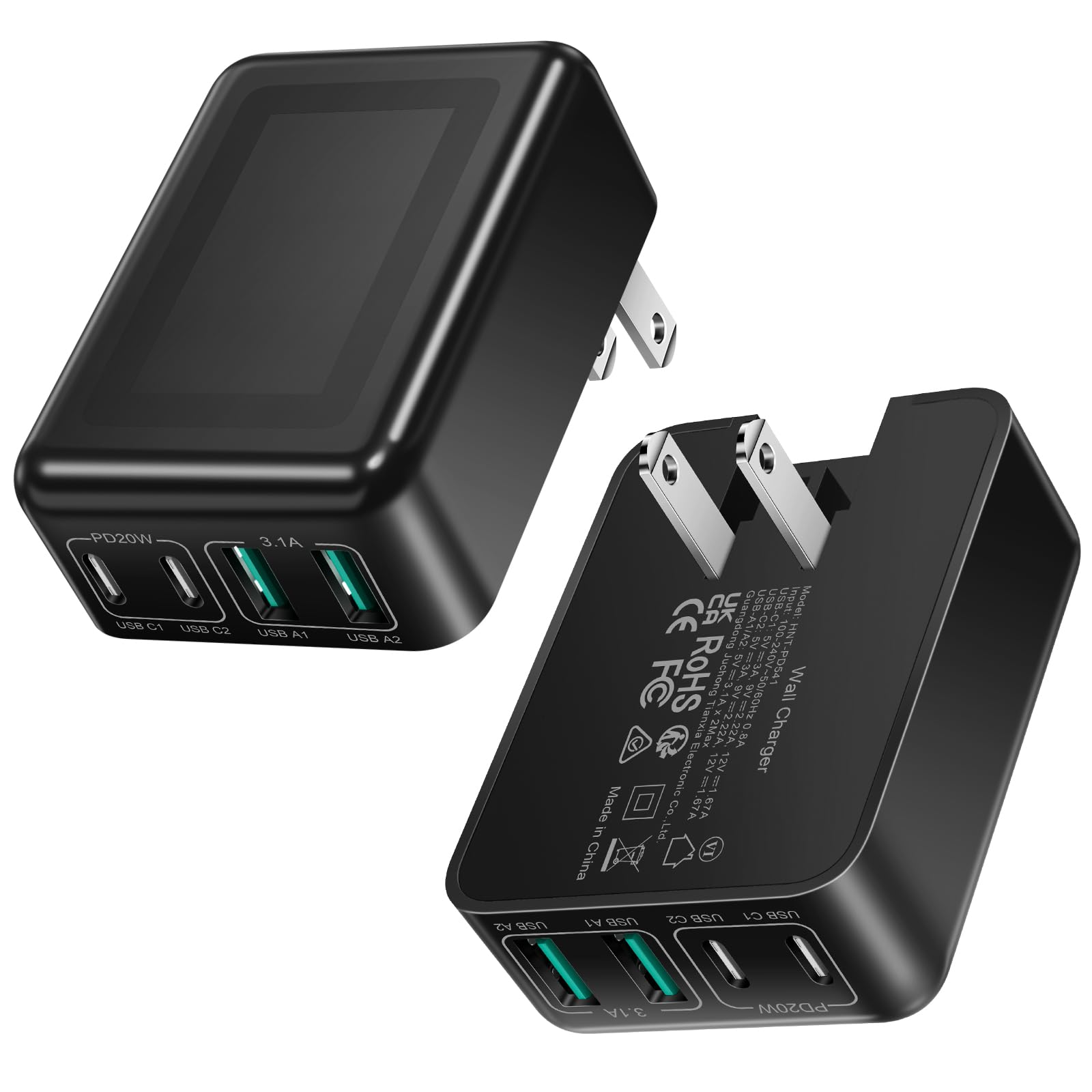 Amazon.com: 2Pack Flat USB C Charger Block • 40W Foldable & Slim Fast ...