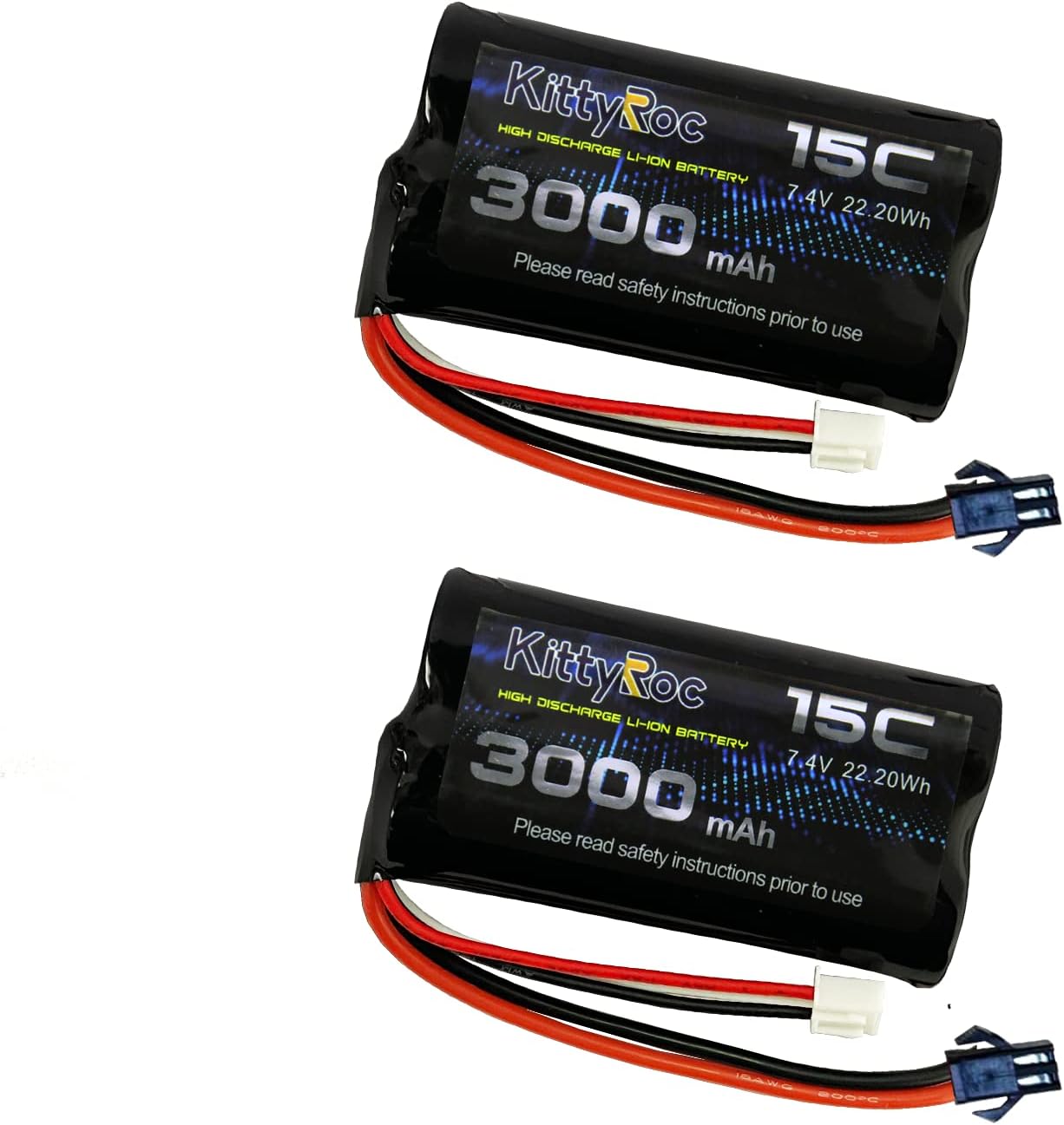 Amazon.com: KITTYROC 2S 7.4V 3000mAh 15C RC Rechargeable Battery Pack ...