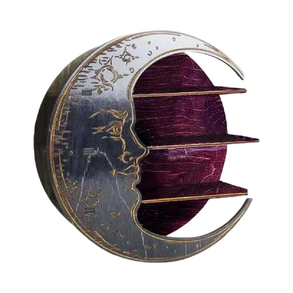 Amazon.com: ljhnba Wooden Moon Shelf Crystal Display Storage Rack Wall ...