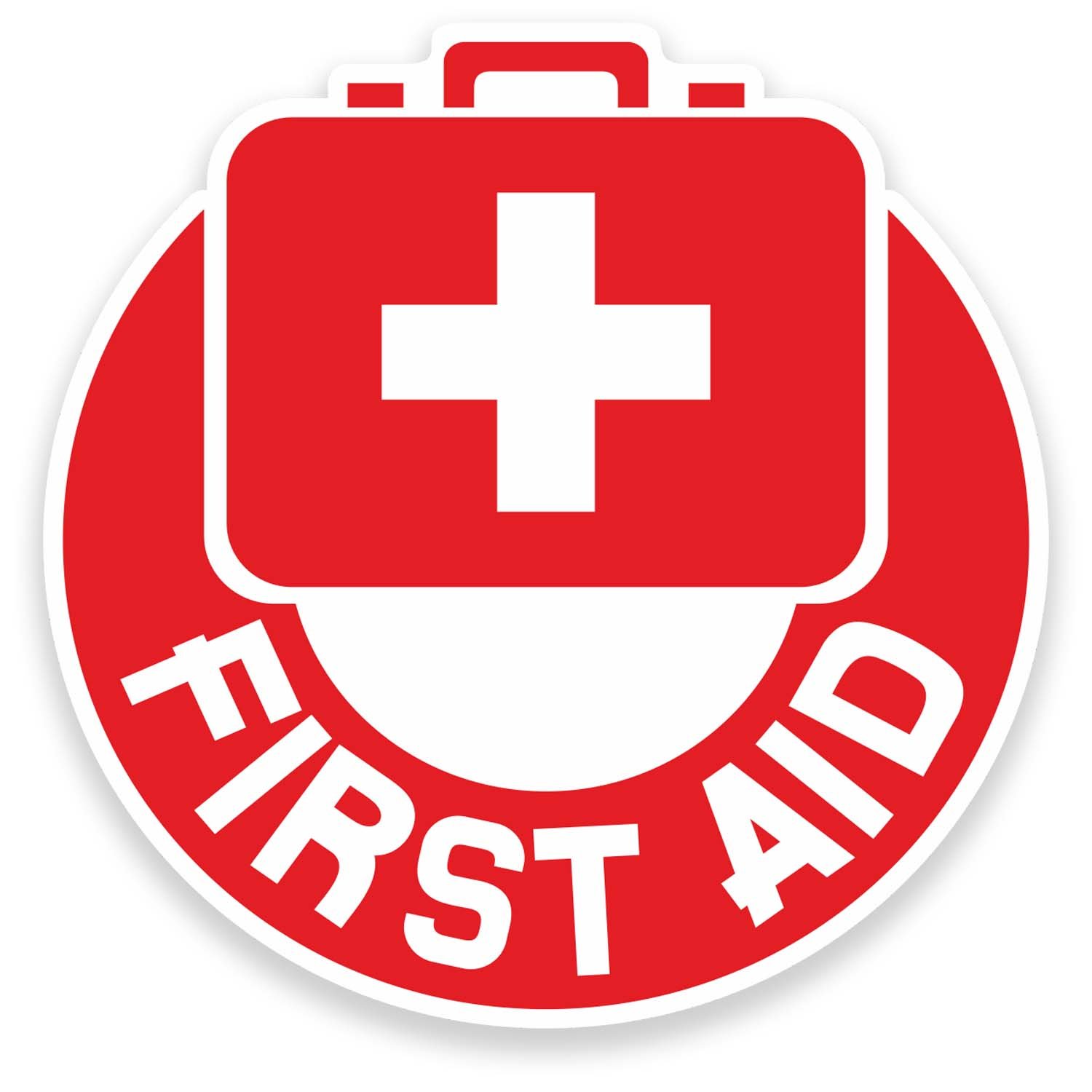 2 x 10cm First Aid Vinyl Sticker Decal Office Health & Safety H&S Box ...
