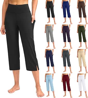 BIUMUET Yoga Capris for Women Pockets Stretch High Waisted Tummy ...