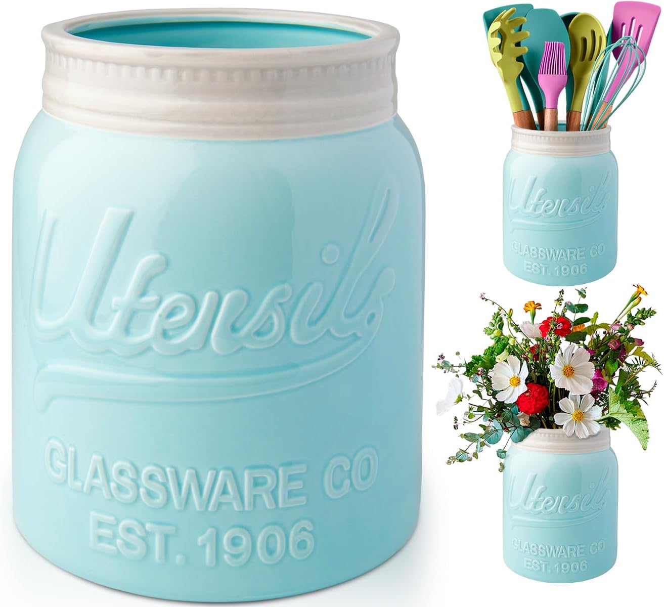 Amazon.com | Mason Jar Kitchen Sponge Holder – Farmhouse Kitchen Decor ...