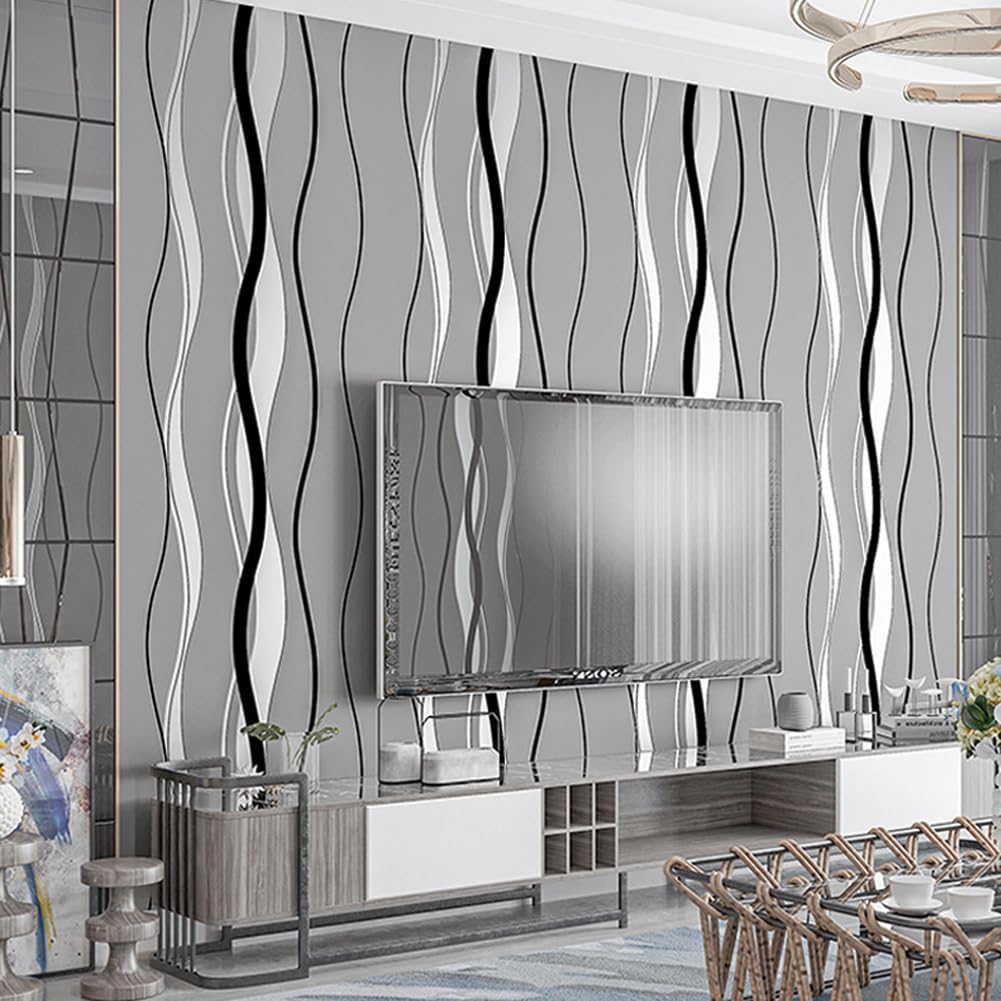 Warmiehomy Non-Woven Wallpaper Flocking 3D Wallpapers 53cm x 9.5m ...