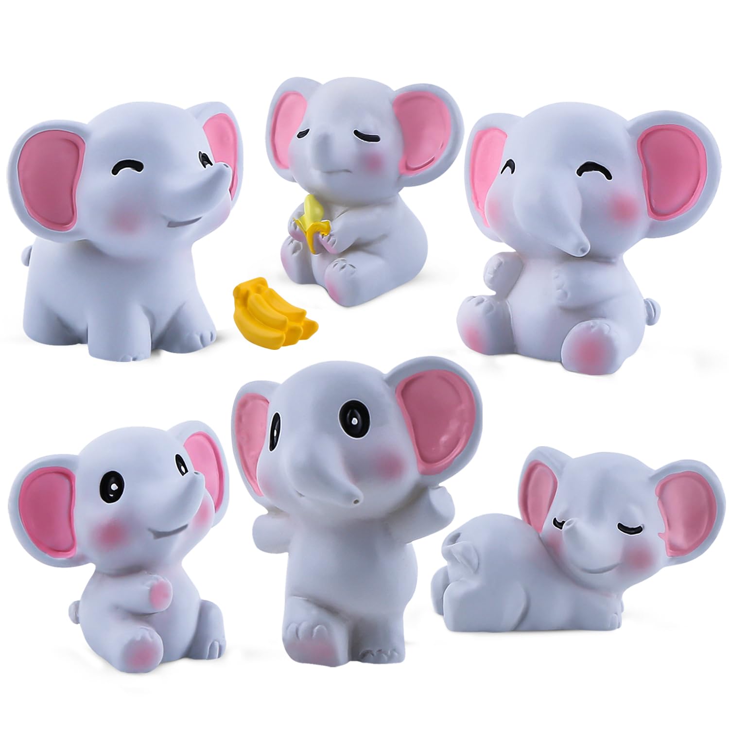 Amazon.com: 6Pack Mini Cute Elephant Figures Cake Toppers,Lovely ...