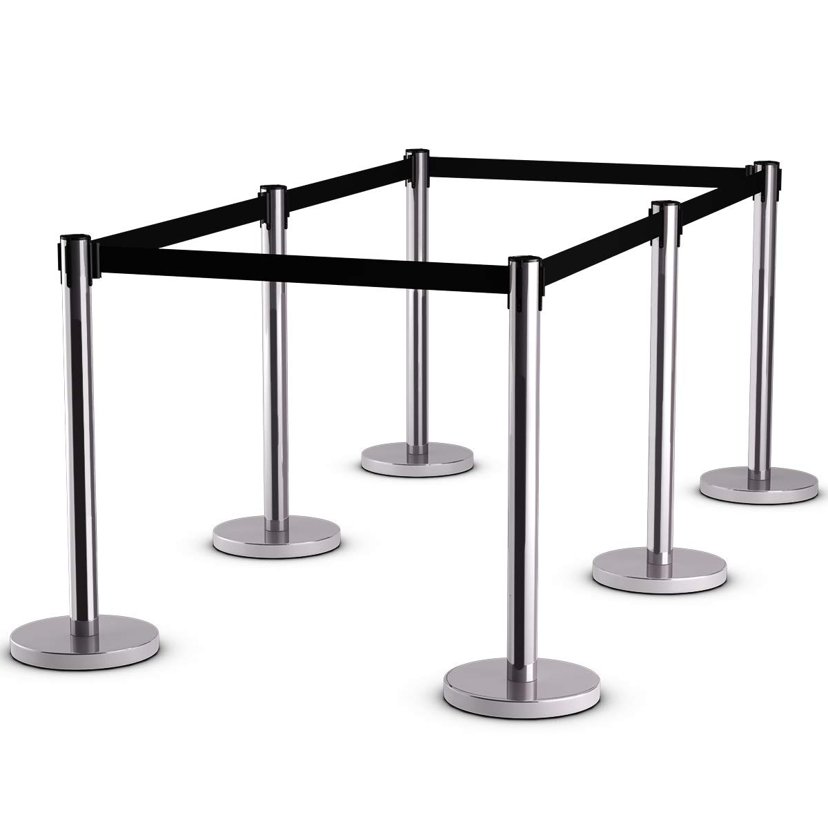 Buy CASART Retractable Rope Barrier 6PCS Crowd Control Barriers With buy-casart-retractable-rope-barrier-6pcs-crowd-control-barriers-with