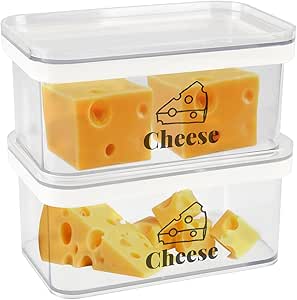 Gzsekken 2 Pack Airtight Cheese Container for Fridge - Storage Box With ...