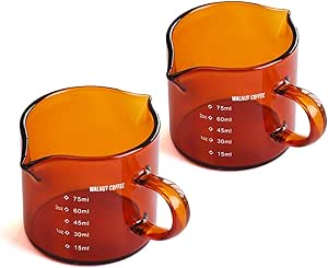 Amazon.com | WALNUT COFFEE 2packs 3oz Espresso Shot Glass Double Spouts, Measuring Triple ...