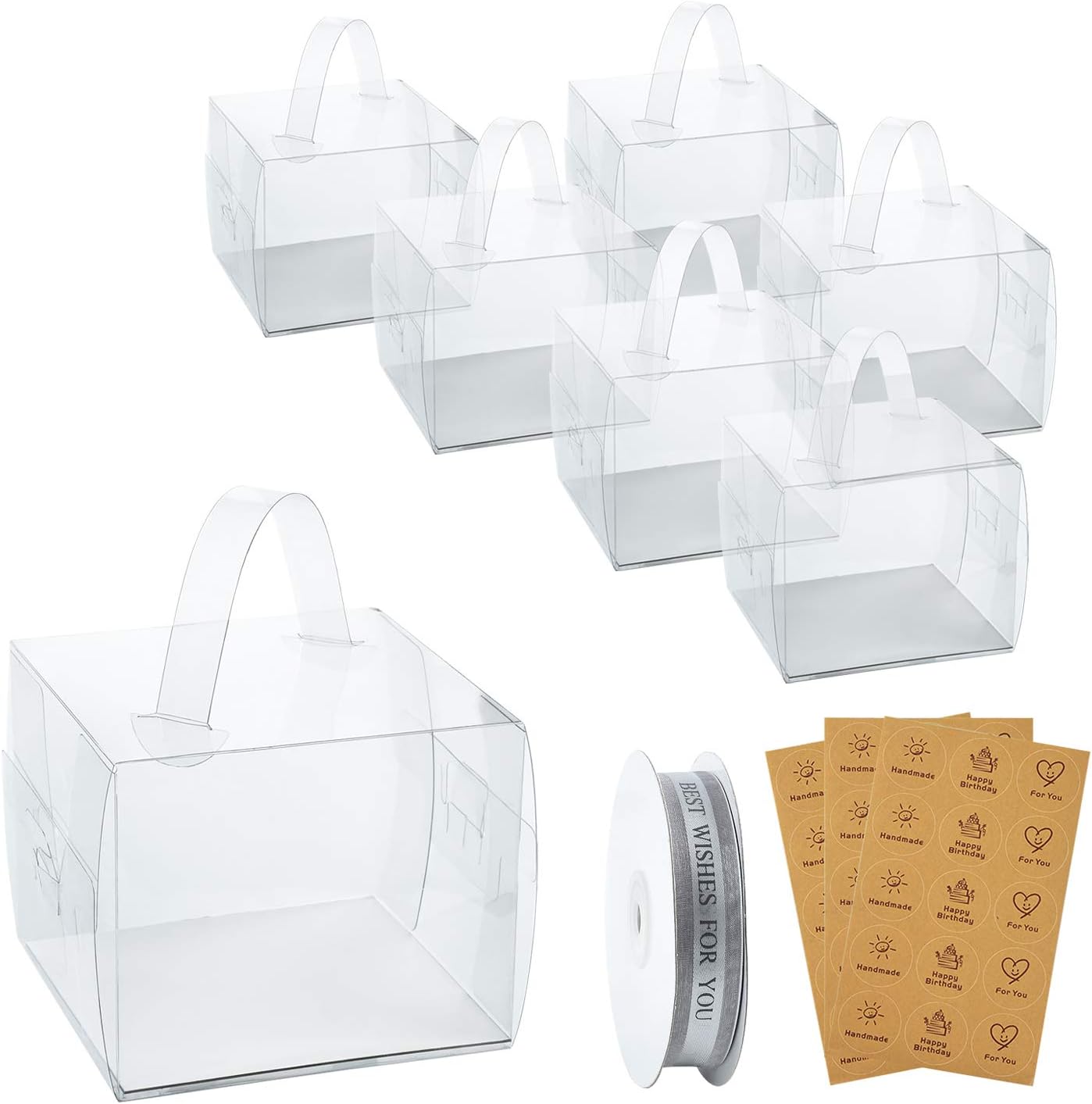 Amazon.com: 32 Pcs Clear Cake Box Transparent Bakery Boxes Plastic Cake ...