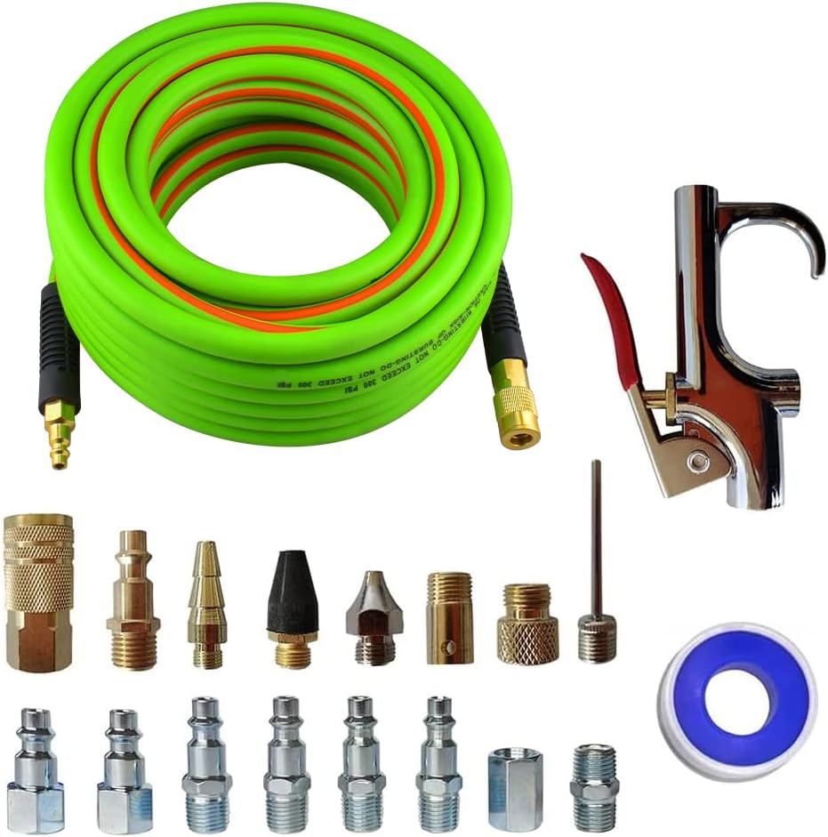 Abakoo 19 Pieces Air Compressor Accessory Kit, 3/8" x 50 Feet Hybrid ...
