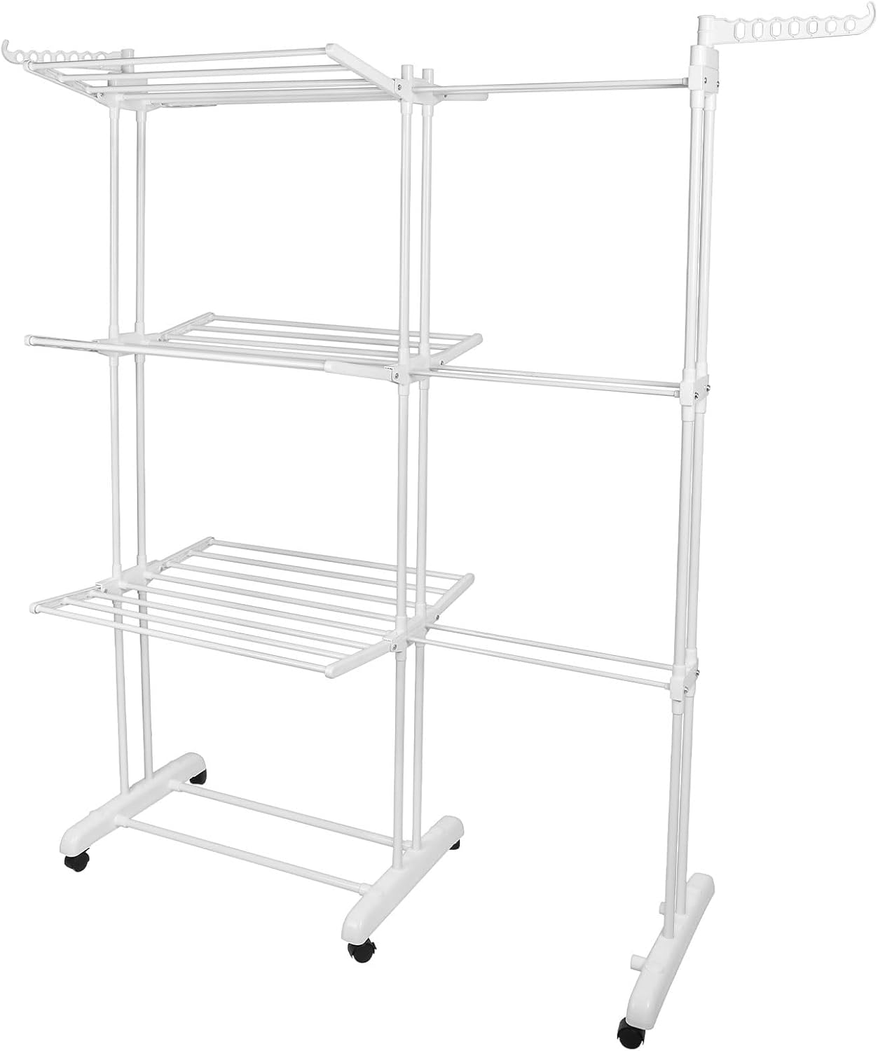 Drumm 3 Levels Folding Clothes Airer with Wheels, Foldable Indoor ...