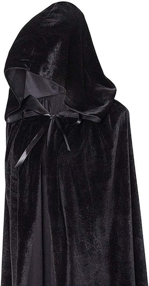 MAKFORT Velvet Hooded Cloak Halloween Cape Cosplay Costume for Witch ...