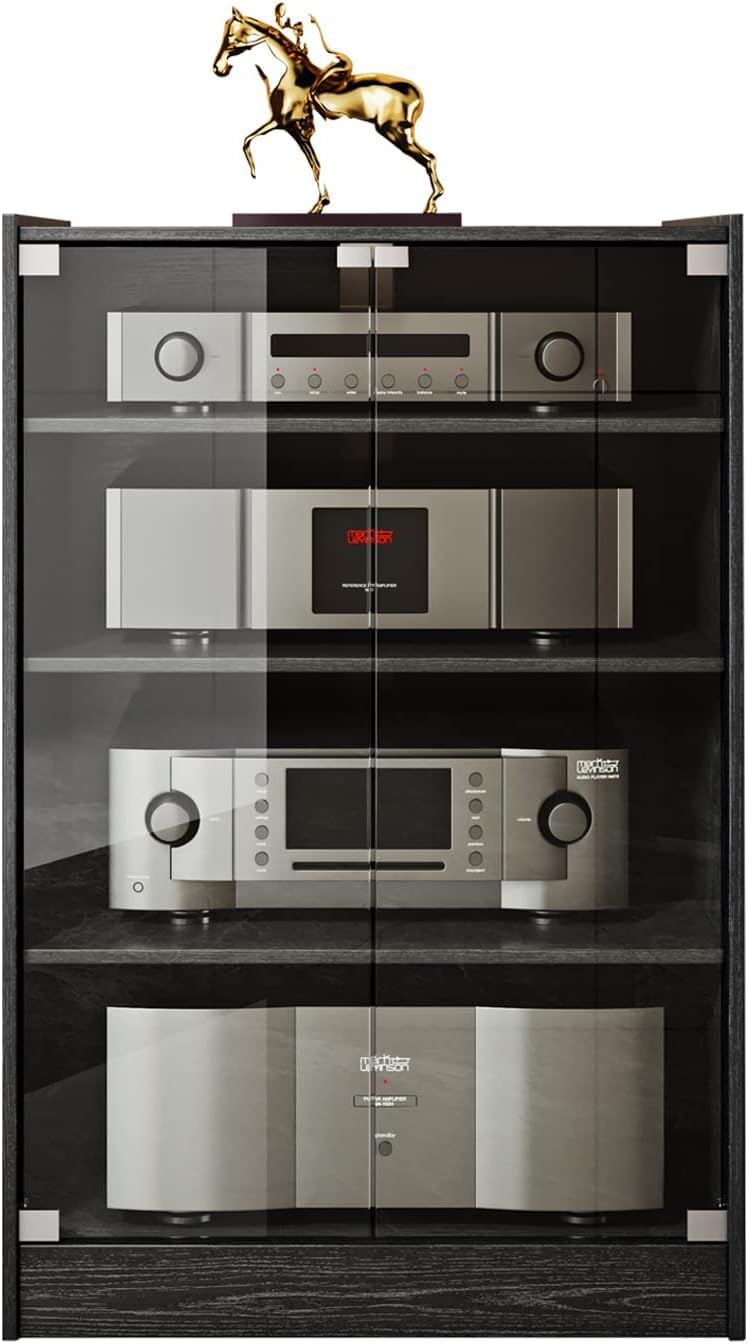 Amazon.com: Grufle Media Storage Cabinet, 4-Tier Shelves Audio Video ...