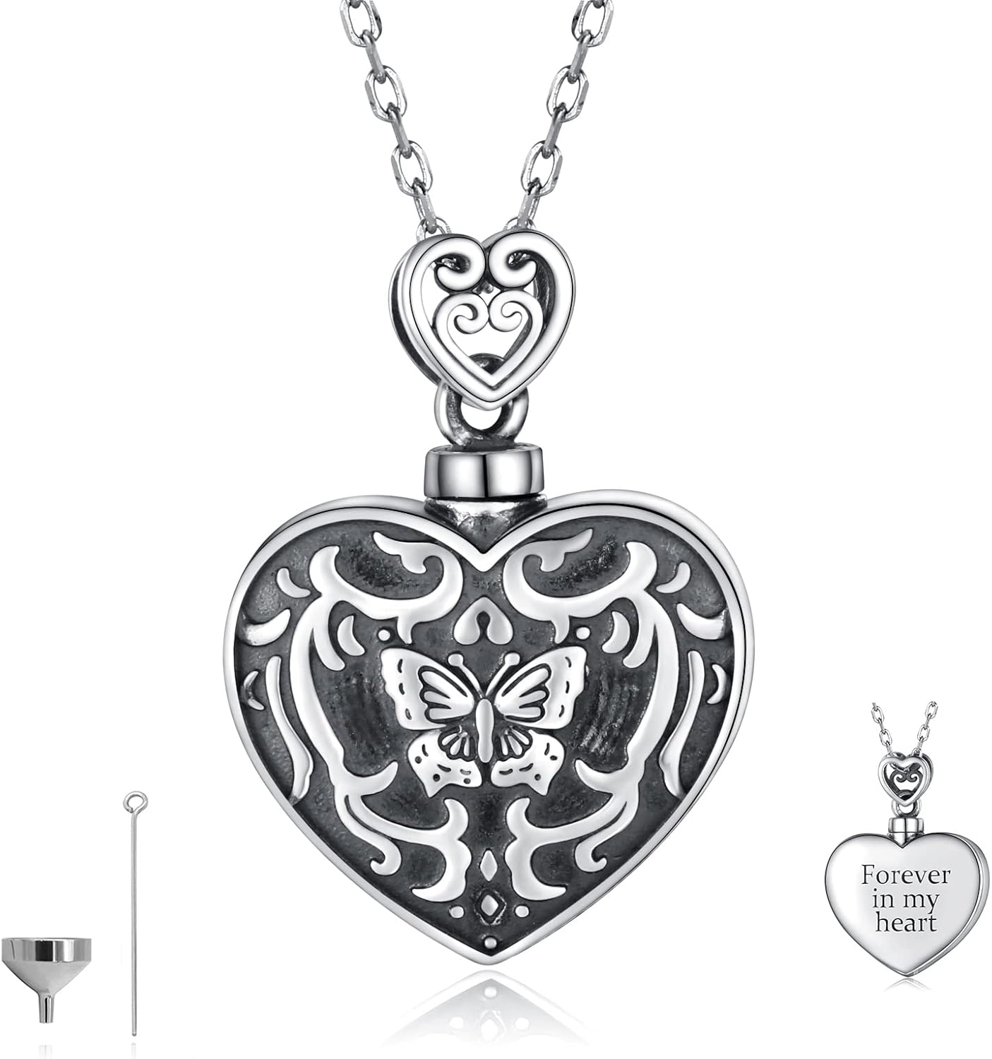 Butterfly Cremation Urn Necklace for Ashes: Sterling Silver Vintage ...