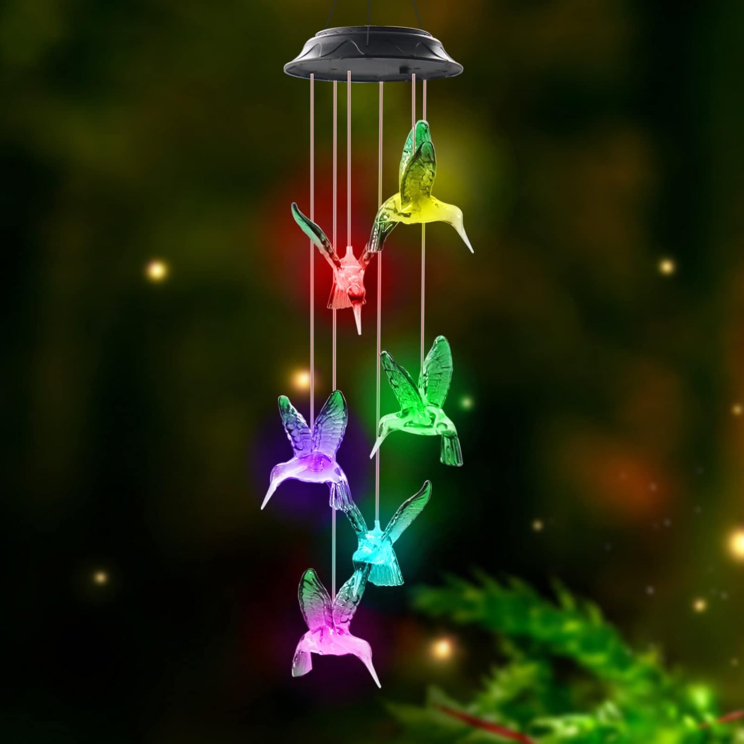 Amazon.com: Greenke Solar Hummingbird Wind Chimes for Outside, Color ...