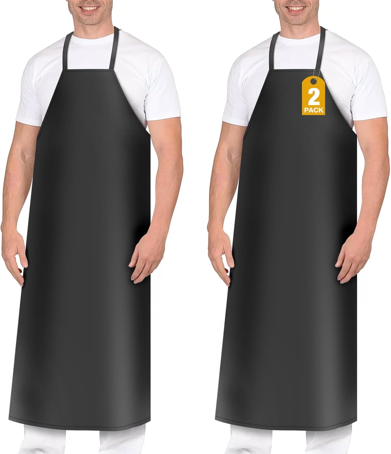 OGIMA Waterproof Apron, 2Pack Rubber Vinyl Dishwashing Apron, 44" Chef ...