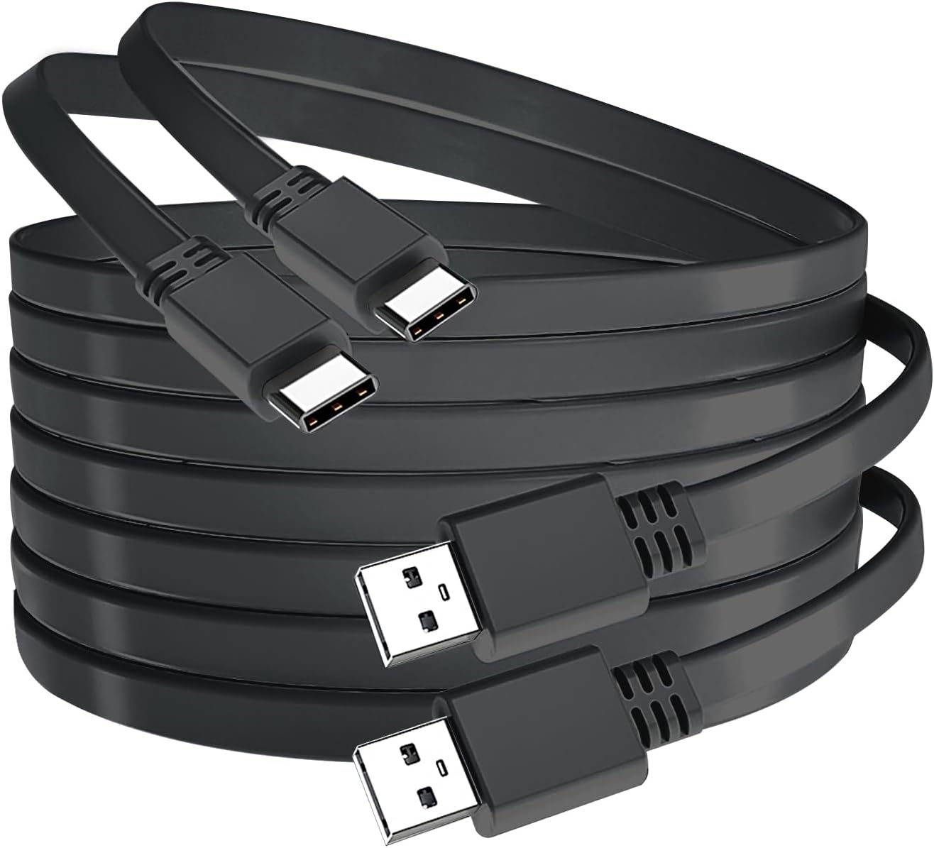 Basesailor USB A to USB-C Charger Cable 10FT 2 Pack,Long Flat Type-A 2. ...