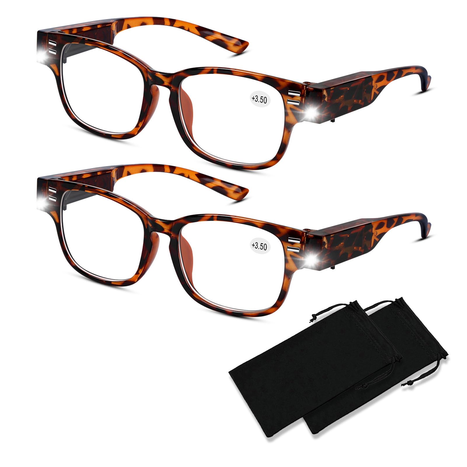 Amazon.com: Reading Glasses with Lights Bright LED Readers with Light ...