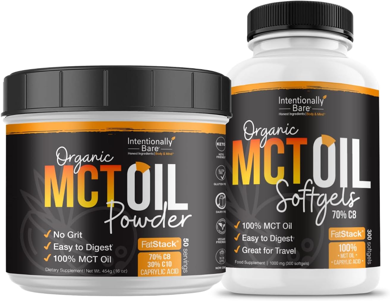 Amazon.com: Intentionally Bare MCT Oil Powder (50 Servings) and MCT Oil ...
