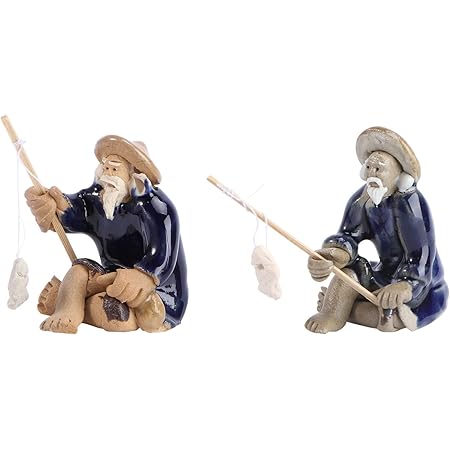 Amazon.com: LQ Industrial Mini Fisherman Figurines Miniature Vintage ...