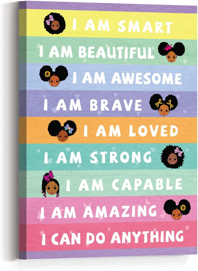 Amazon.com: JANLAN Affirmation Wall Decor,I Am Smart Black Girl ...