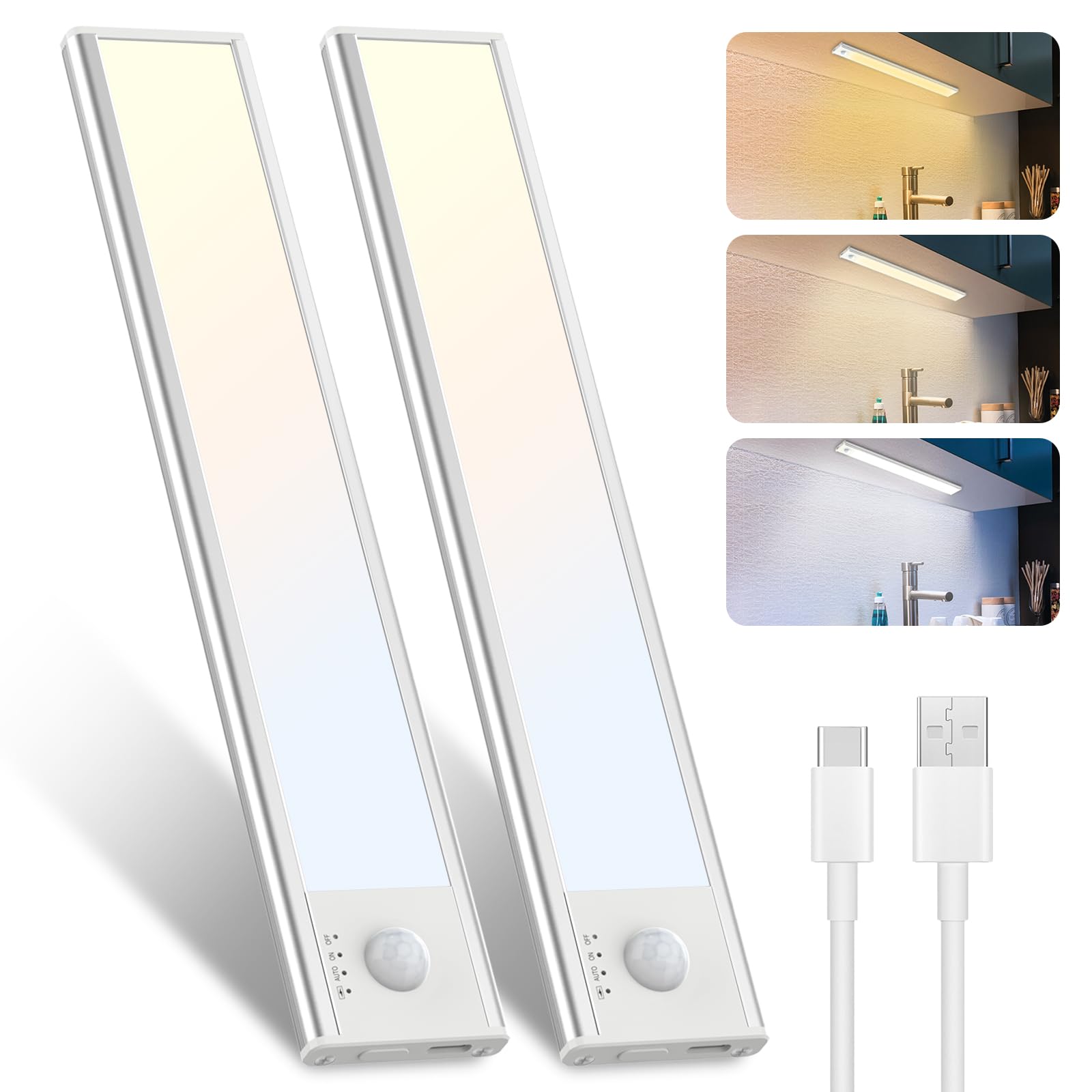 libtit Schrankbeleuchtung mit Bewegungsmelder 23CM, USB Aufladbar ...