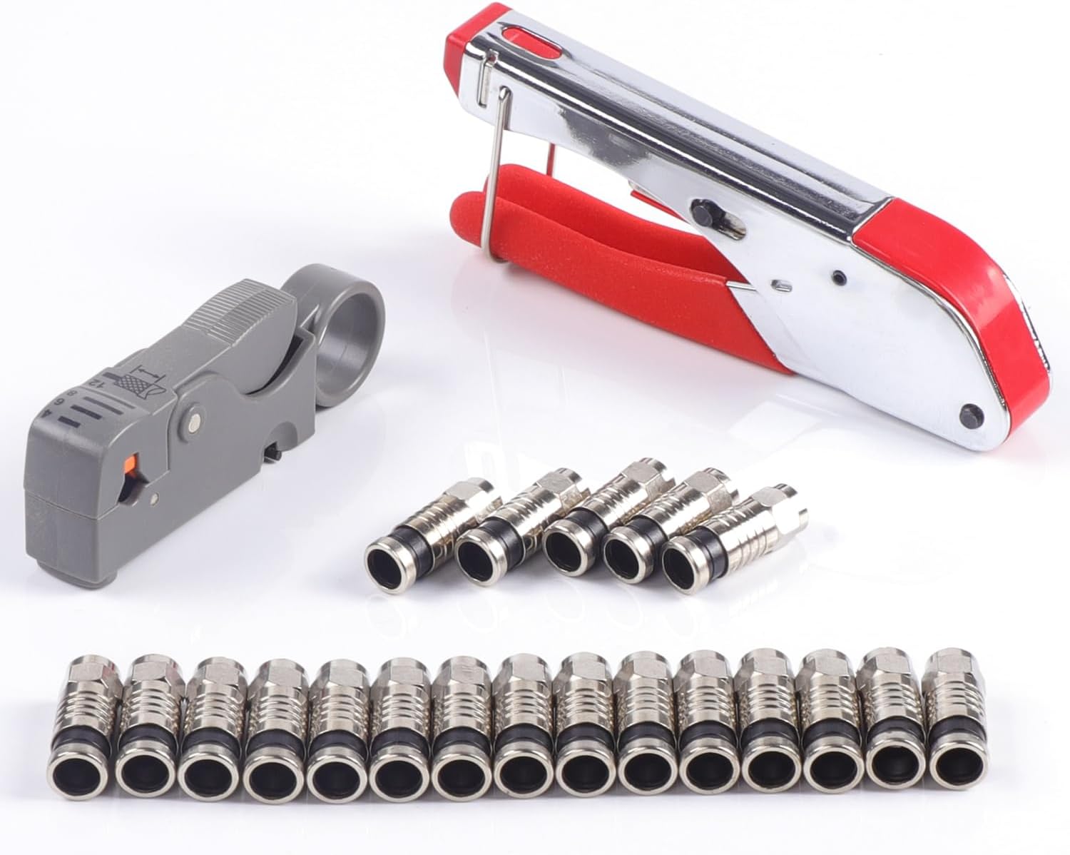 Fuworance Coaxial Cable Crimping Plier Stripper Kit F-Type Compression ...