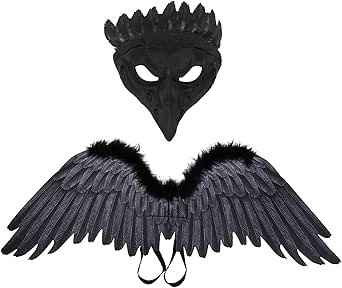 Amazon.com: 3D Black Crow Wings Mask Set,Realistic Bird Eyes Mask ...