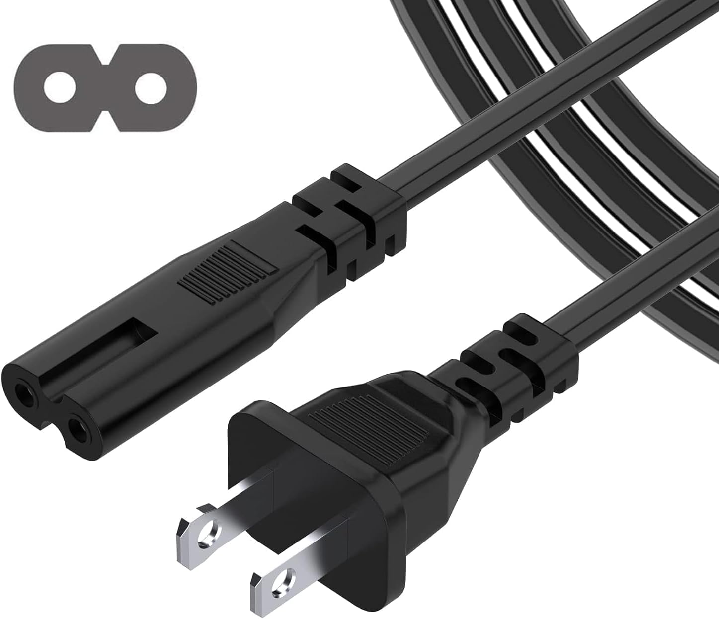 Amazon.com: AC 2 Prong Power Cord 5FT Wall Plug 2-Slot TV Cable, for ...