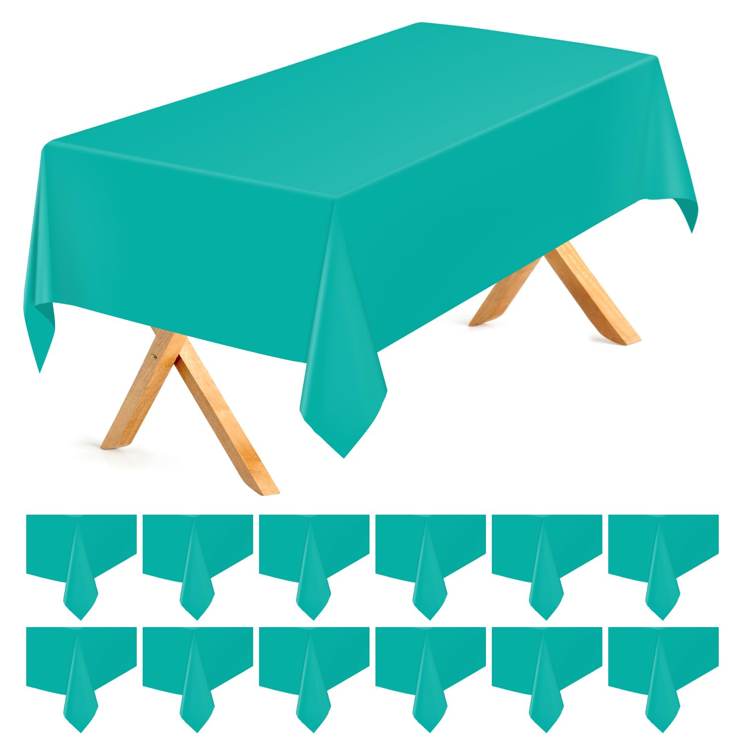 Amazon.com: Kongdaoth Teal 12 Pack Plastic Tablecloths 54"x 108 ...