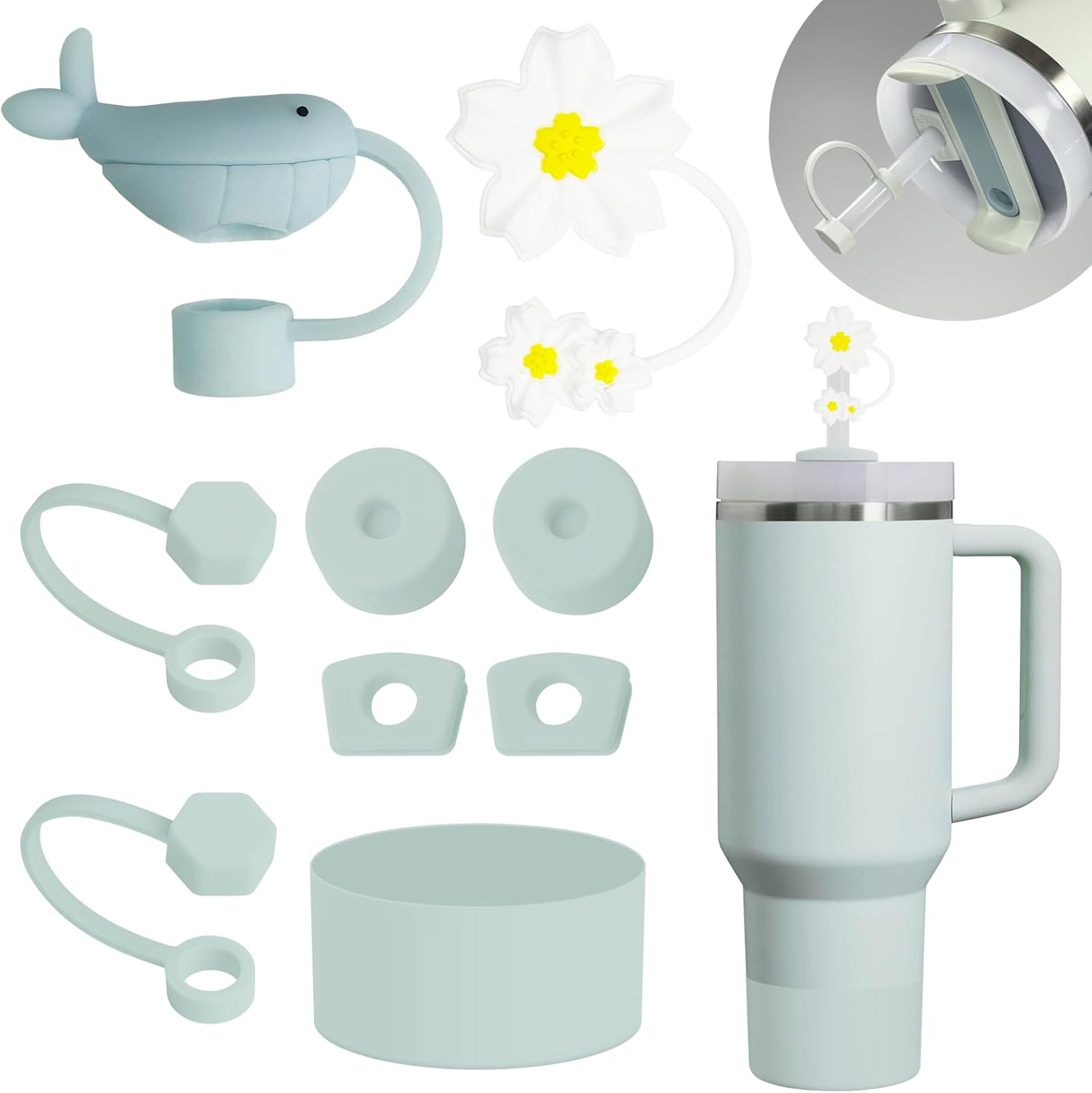 Amazon.com | Stanley Cup Accessories Set Including 6 Pcs Silicone Spill ...